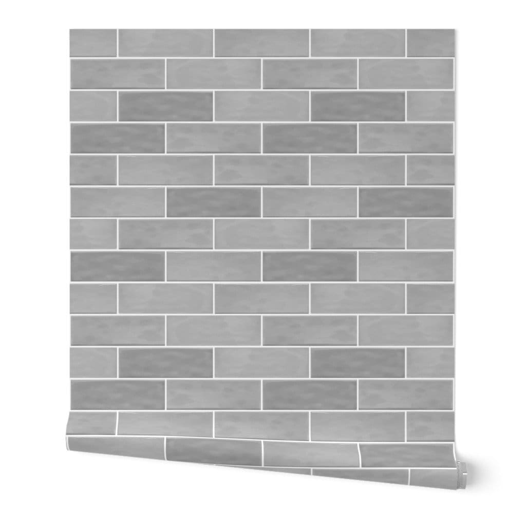 Subway Tile Wallpaper Faux Tile Wallpaper Grey Tile - Etsy