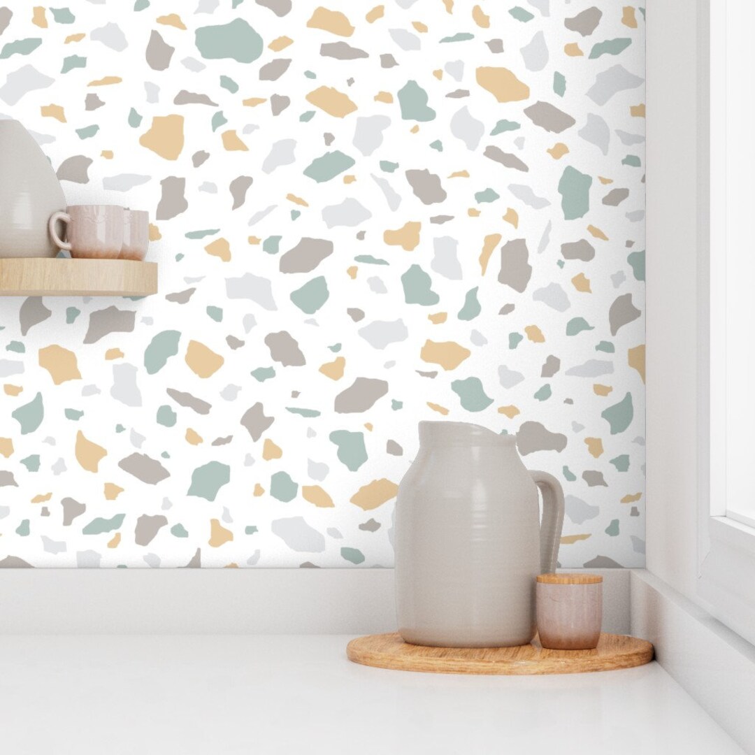 Terrazzo Wallpaper, Minimal Wallpaper, Feature Wall, Abstract Wallpaper ...