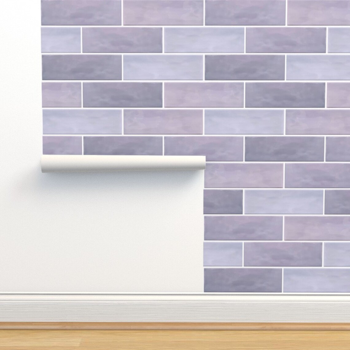Subway Tile Wallpaper, Faux Tile Wallpaper, Purple Tile Wallpaper ...
