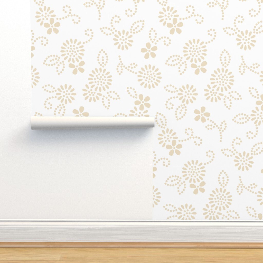 Floral Wallpaper, Feature Wall, Botanical Wallpaper, Beige Wallpaper ...