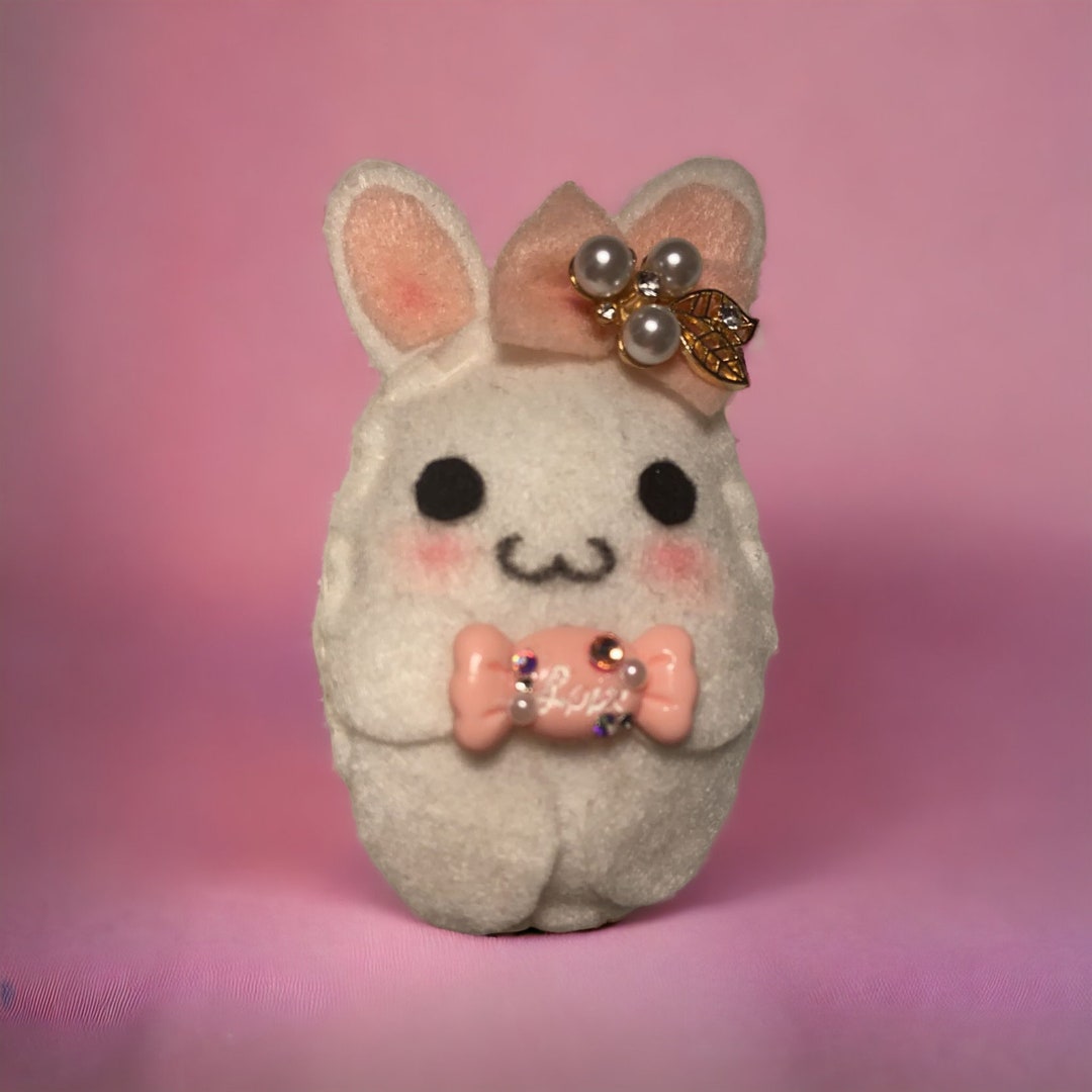 Kawaii Bunny Felt Mini Plushie (plushie, Felt, Stuffed Animal, Cute ...