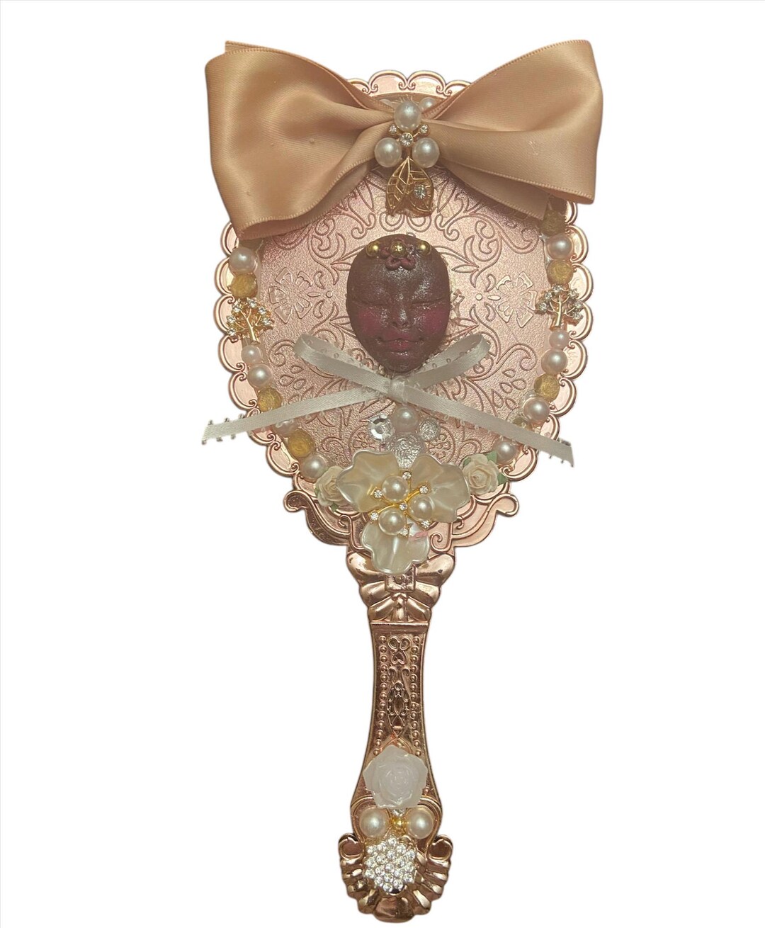Jhadina Hand Mirror (gold, Yellow, Ribbon, Cute, Beauty, Accessory ...