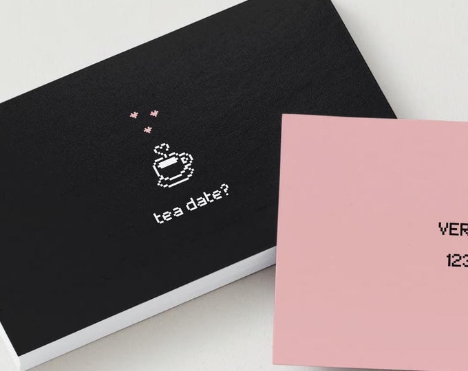 Flirty Dating Business Card With Tea Pixel Art Customizable Canva ...