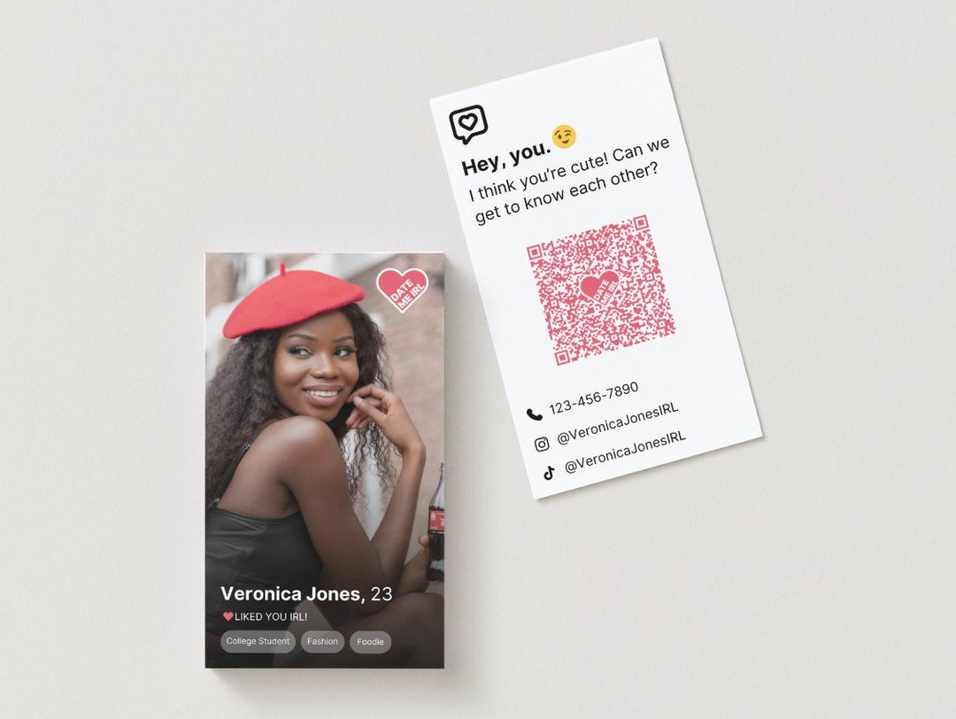 Customizable Tinder Style Dating Business Card, Template, Datemeirl ...