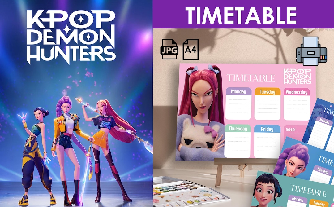 Back to School Weekly Planner Printable | Kpop Demon Hunters Timetable ...