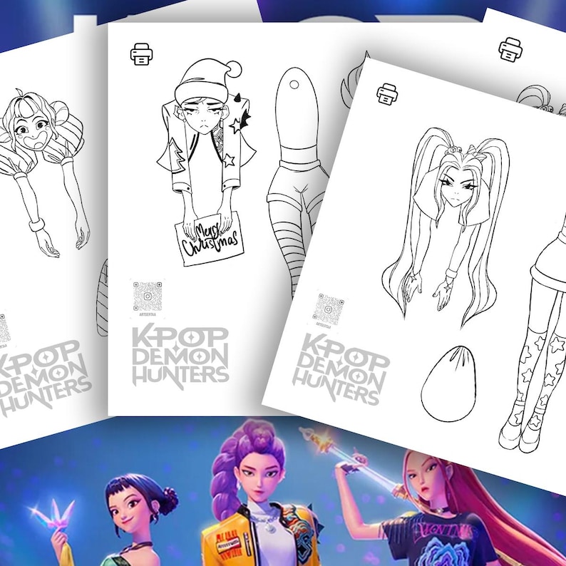 Kpop Demon Hunters Paper Doll | Huntrix Christmas Paper Doll ...