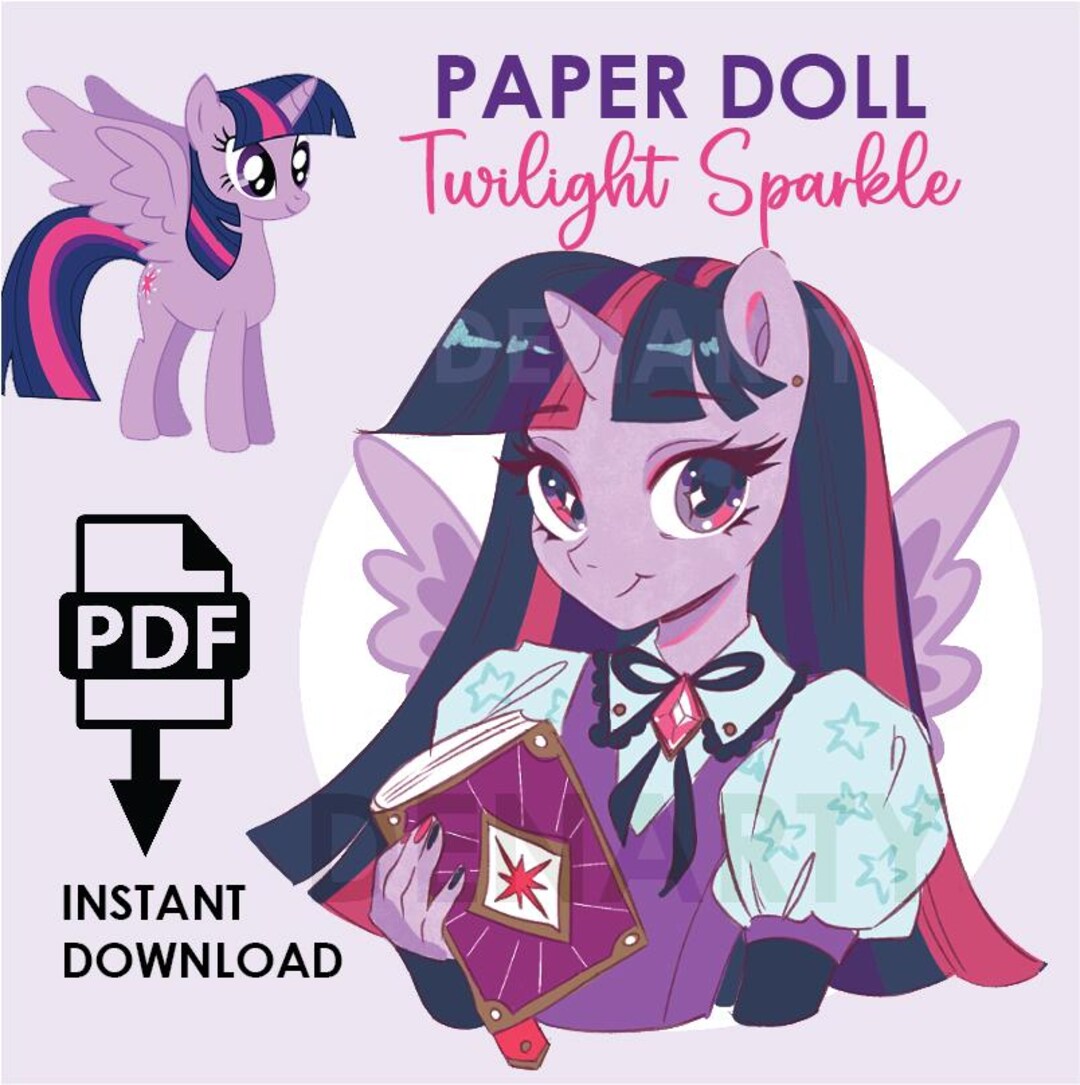 Twilight Sparkle 3D Paper Doll, Anime Style Pony Craft (DIY Coloring ...