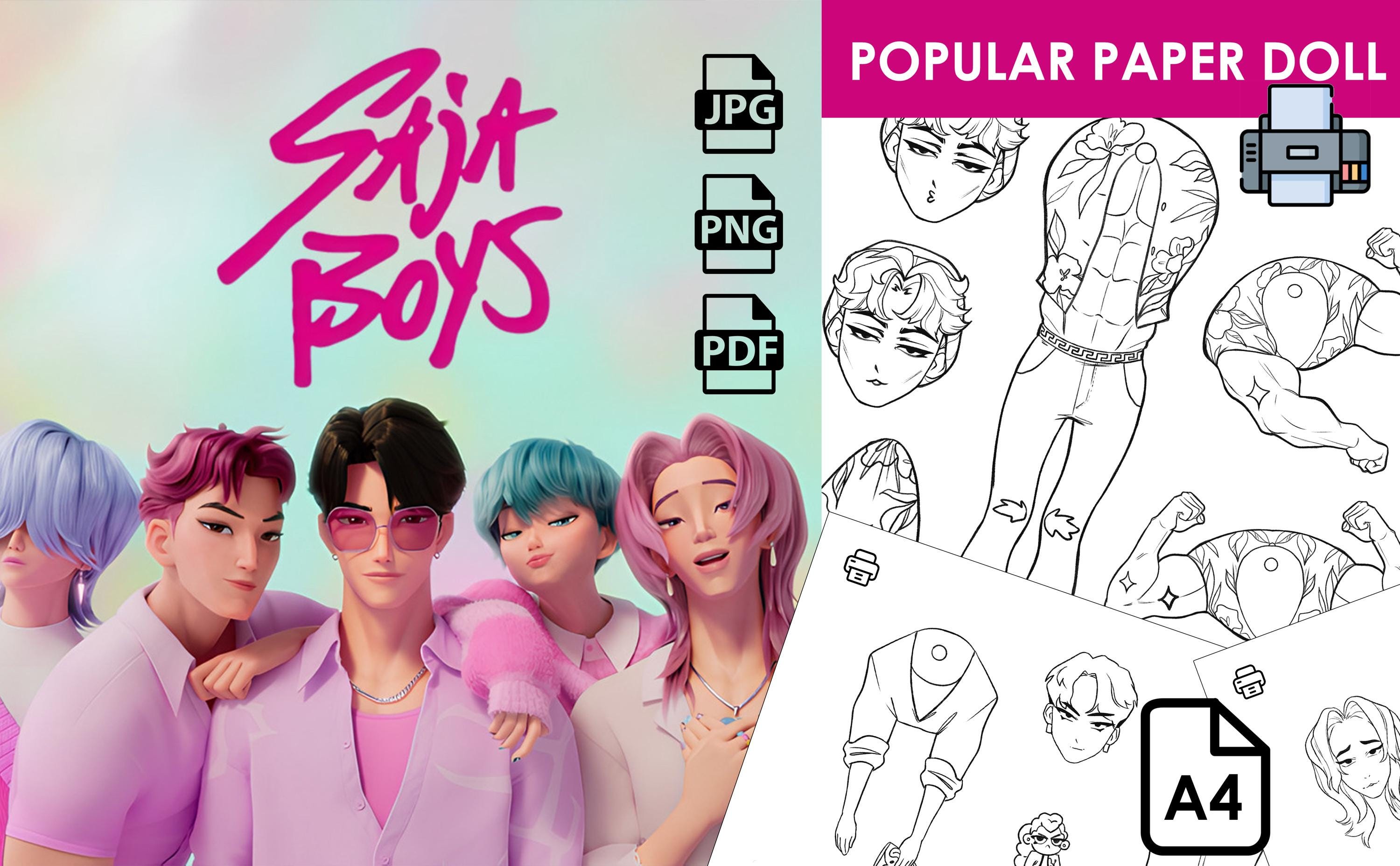 Saja Boys Templates DIY Popular Paper Doll - Etsy