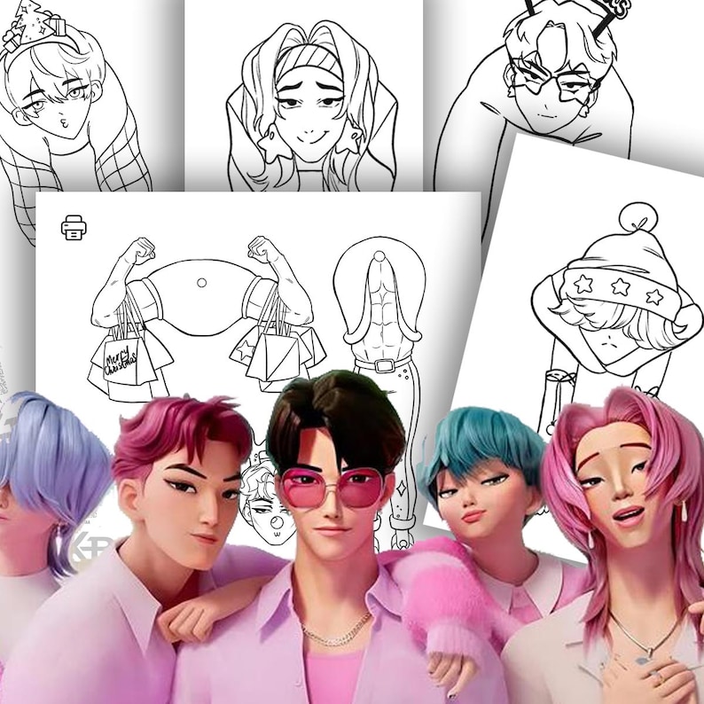Kpop Demon Hunters Paper Doll | Huntrix Christmas Paper Doll ...