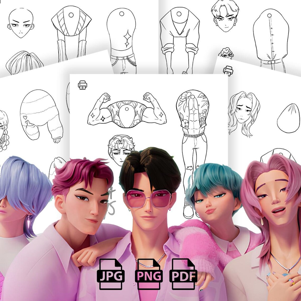 Saja Boys Templates DIY Popular Paper Doll - Etsy