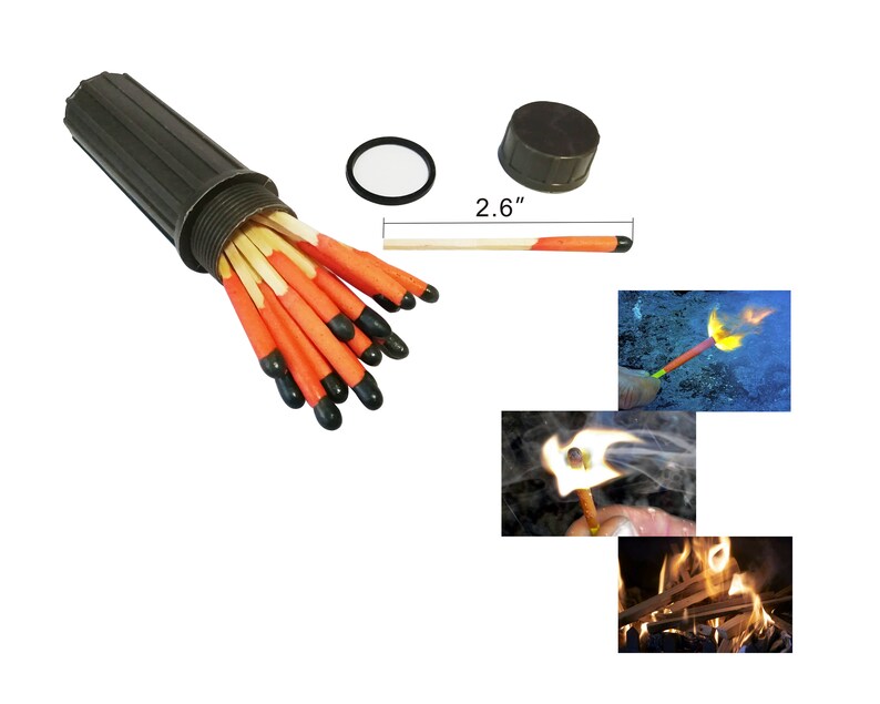 Fire Starter Weather Proof Matches Water Proof Case Wax Rope for Hiking ...