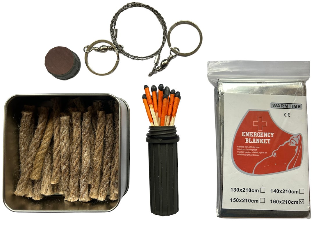 Emergency Fire Starter 30 Wax Infused Rope Winterproof Matches Blanket ...