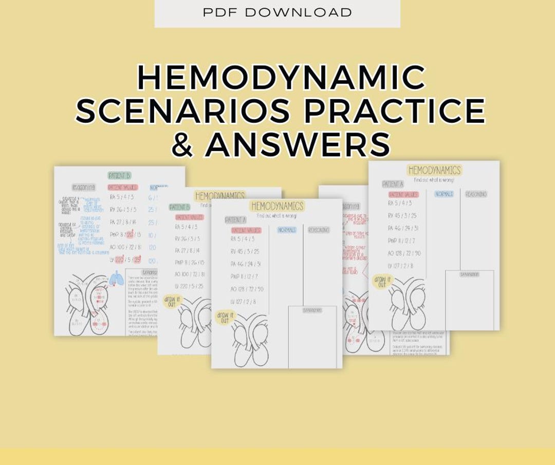Hemodynamic Scenarios Worksheet - Etsy