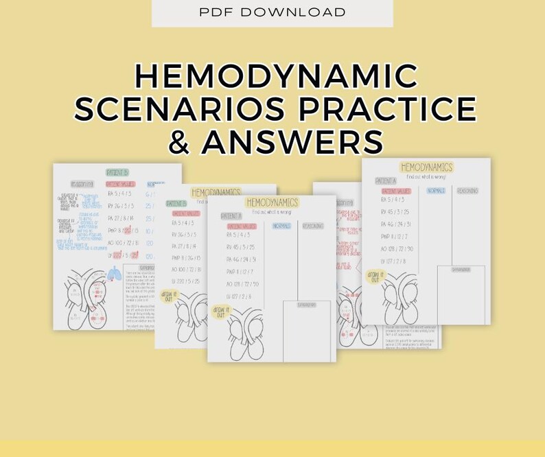 Hemodynamic Scenarios Worksheet - Etsy