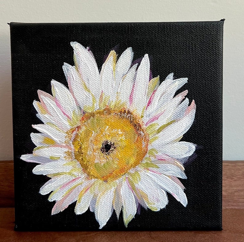 Daisy Acrylic Painting on Canvas. Daisy Shelf Decor. Nature Inspired ...