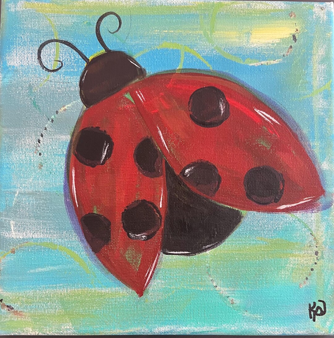 Ladybug Original Painting. 8x8x 1/2 Inch Canvas. Unframed. - Etsy