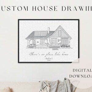 Custom House Drawing From Photo House Portrait Realtor Gift for Clients ...
