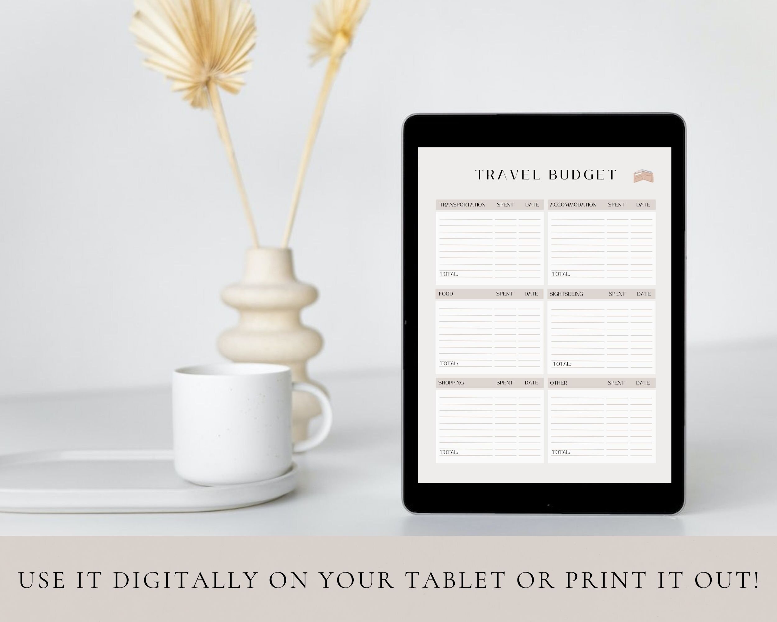 Travel Budget Planner Sheet Editable Digital and Printable Travel ...