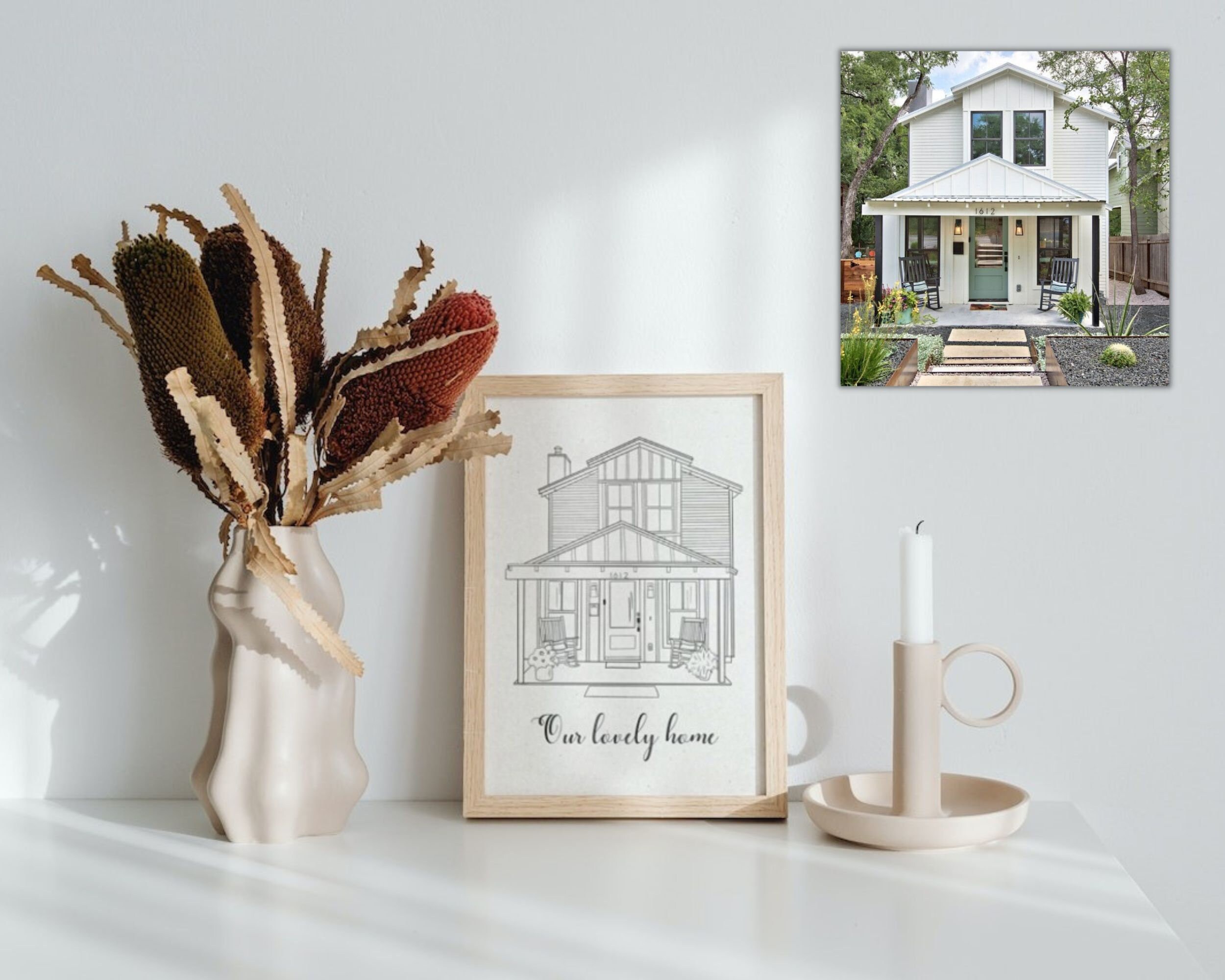 Custom House Drawing From Photo House Portrait Realtor Gift for Clients ...
