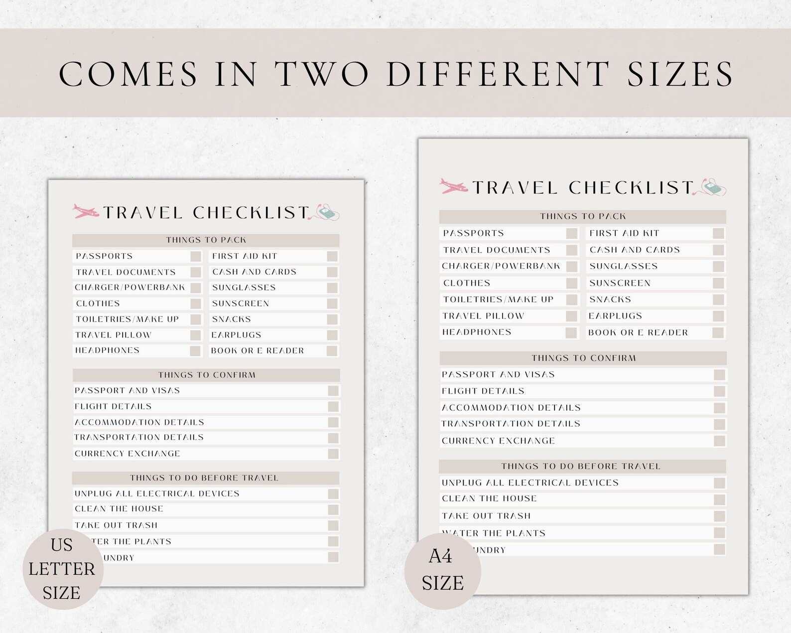 Travel Checklist Editable Canva Template With Packing Tips and Packing ...