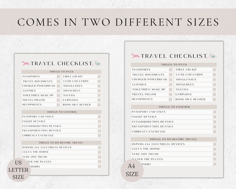 Travel Checklist Editable Canva Template With Packing Tips and - Etsy