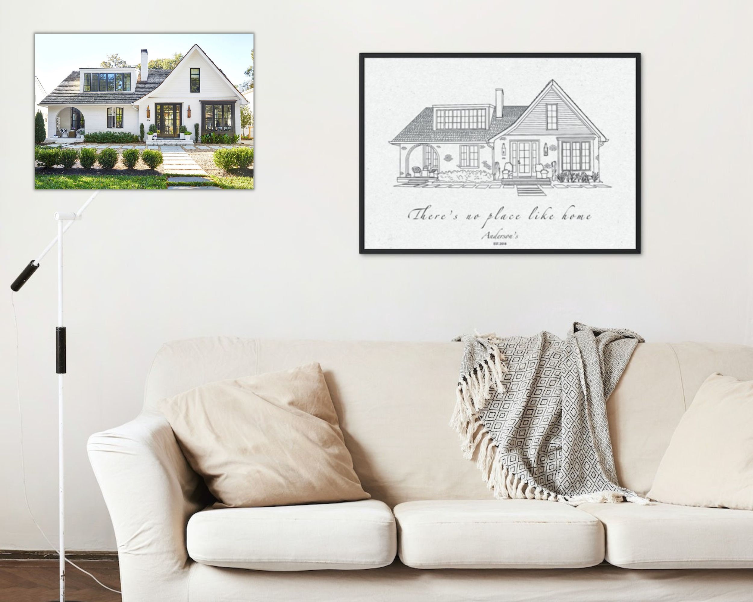 Custom House Drawing From Photo House Portrait Realtor Gift for Clients ...
