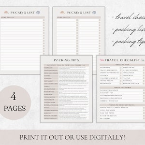 Travel Checklist Editable Canva Template With Packing Tips and Packing ...