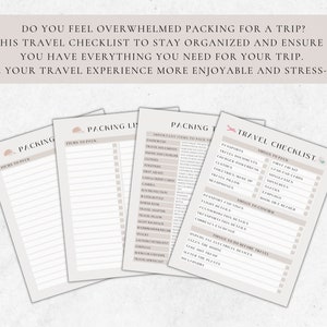 Travel Checklist Editable Canva Template With Packing Tips and Packing ...