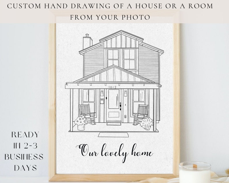 Custom House Drawing From Photo House Portrait Realtor Gift for Clients ...
