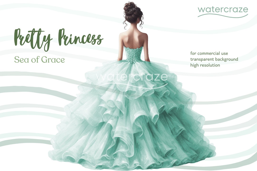 Sea of Grace - Pastel Blue Green Quinceañera Princess Clipart - Joanna ...