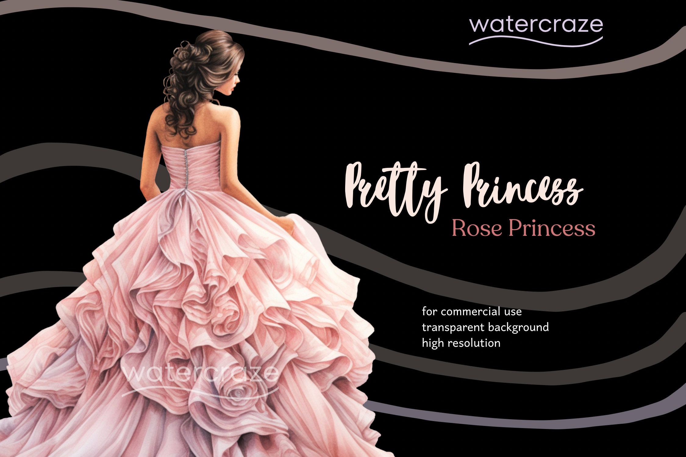 Rose Princess - Blush Pink Quinceañera Princess Clipart - Etsy