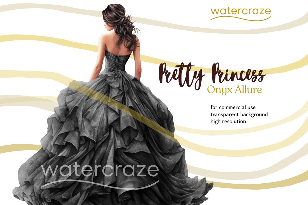 Onyx Allure - Black Elegance Quinceañera Princess Clipart - Sierra - Etsy