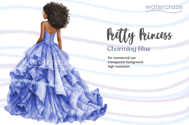Charming Blue Princess Blue Quinceañera Princess Clipart Aaliyah - Etsy