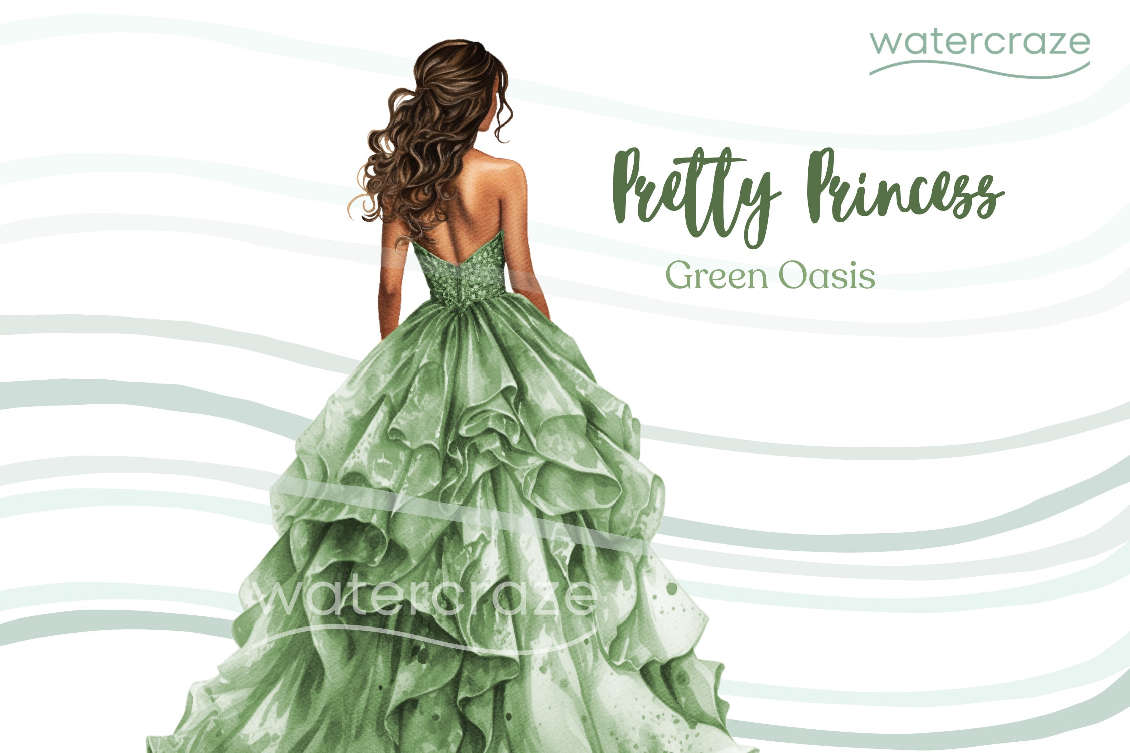 Grean Oasis - Soft Green Quinceañera Princess Cliparts - Etsy