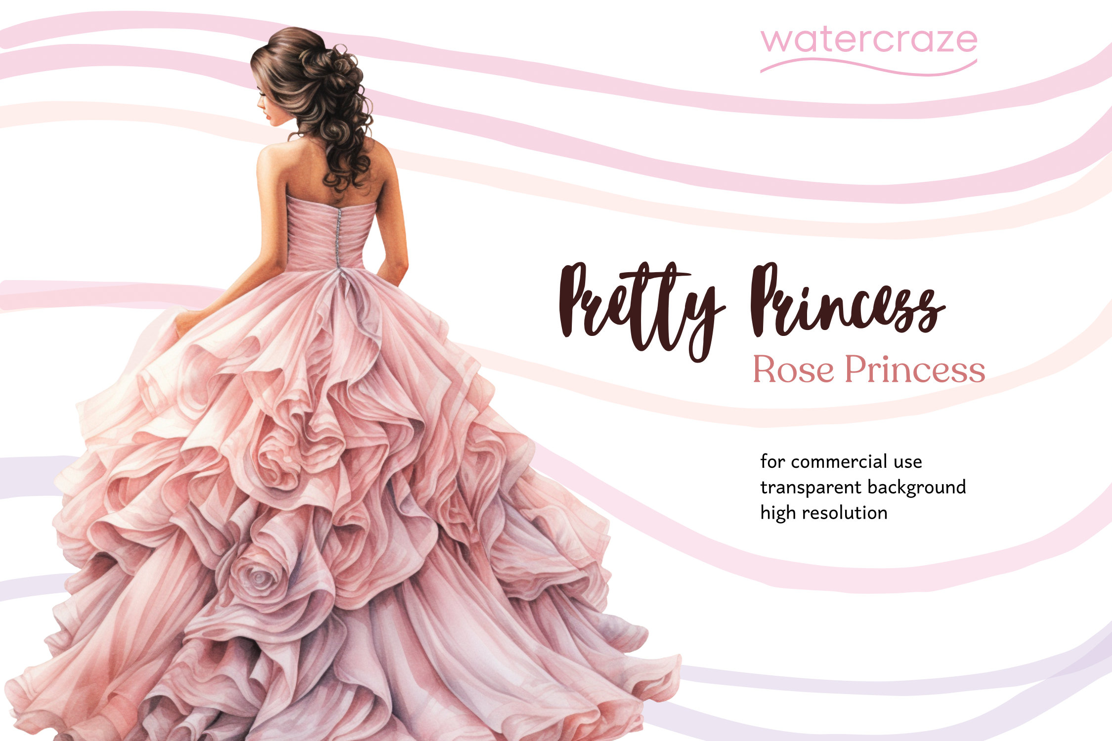 Rose Princess - Blush Pink Quinceañera Princess Clipart - Etsy
