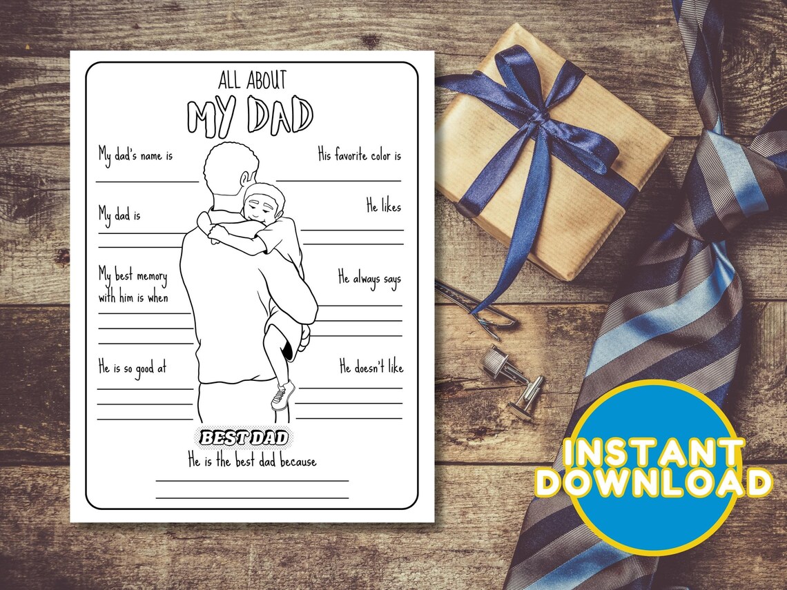 Fathers Day Coloring Pages, All About My Dad Coloring Page Bundle ...