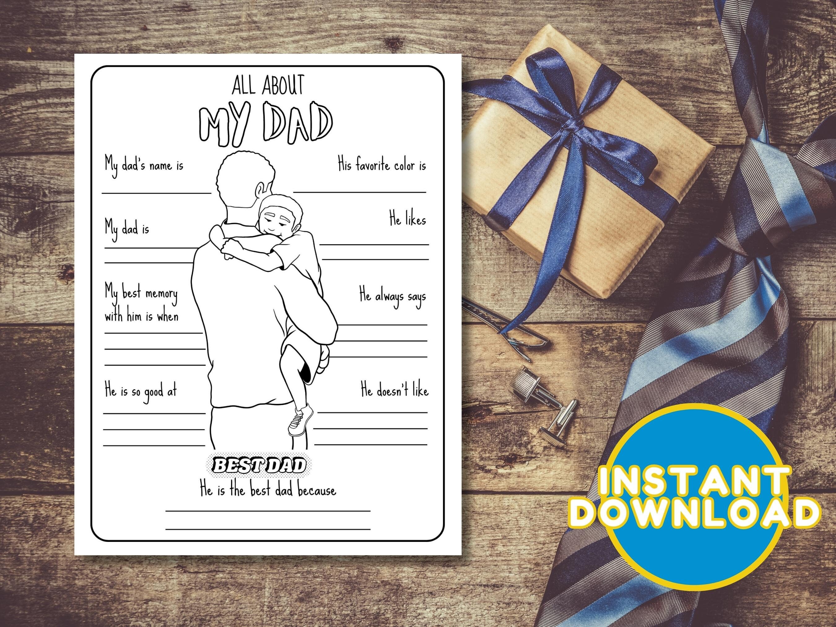 Fathers Day Coloring Pages, All About My Dad Coloring Page Bundle ...