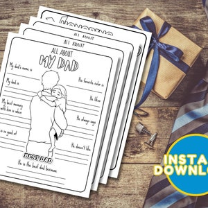 Fathers Day Coloring Pages, All About My Dad Coloring Page Bundle ...