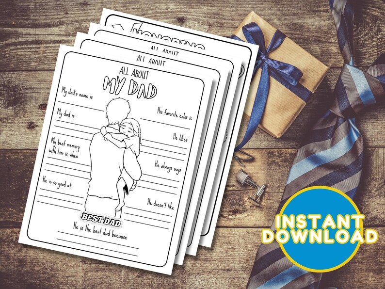 Fathers Day Coloring Pages, All About My Dad Coloring Page Bundle ...