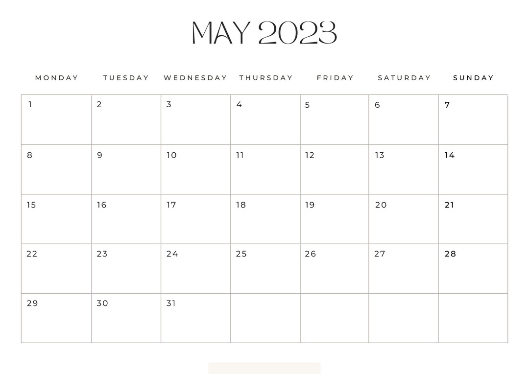 Printable Calendar 2023 | Monthly Planner 2023 | A4 | Landscape ...