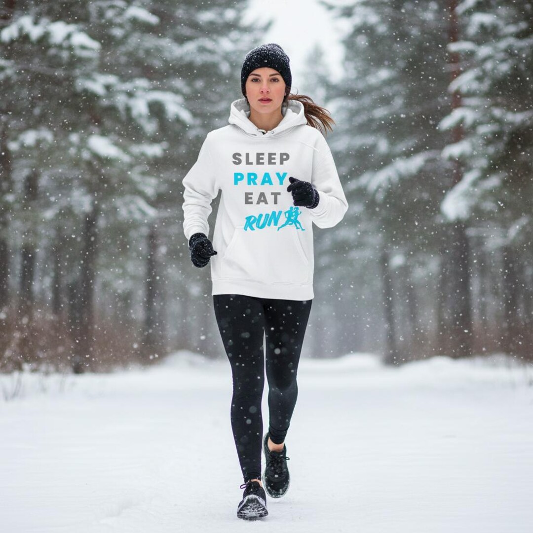 Sleep Pray Eat Run Christian Hoodie | Faith Fitness Sweatshirt for ...