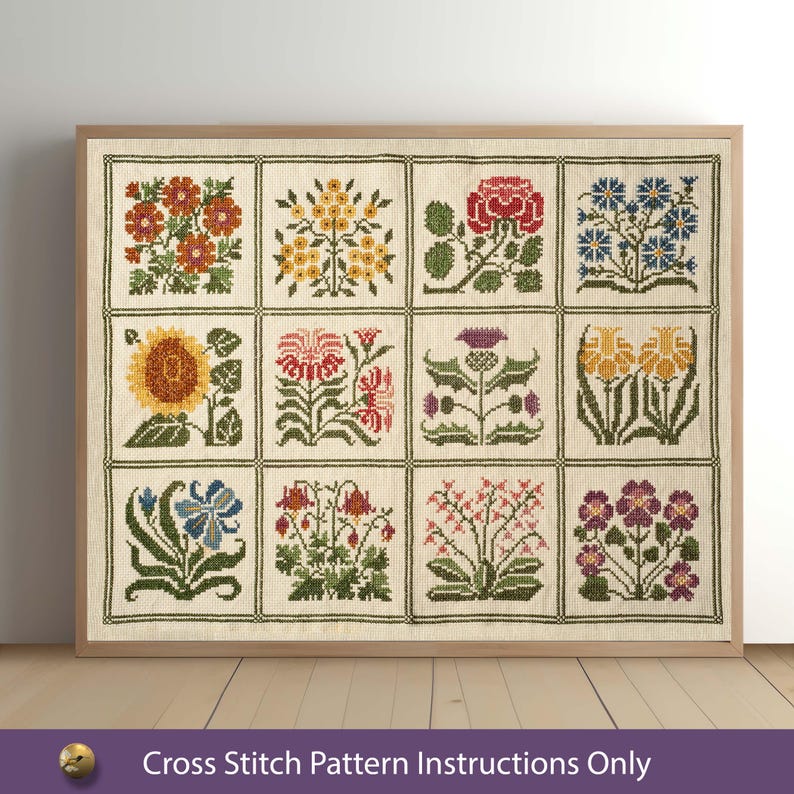 Cross-stitch Pattern Floral Folk Art PDF INSTRUCTIONS ONLY Advanced ...