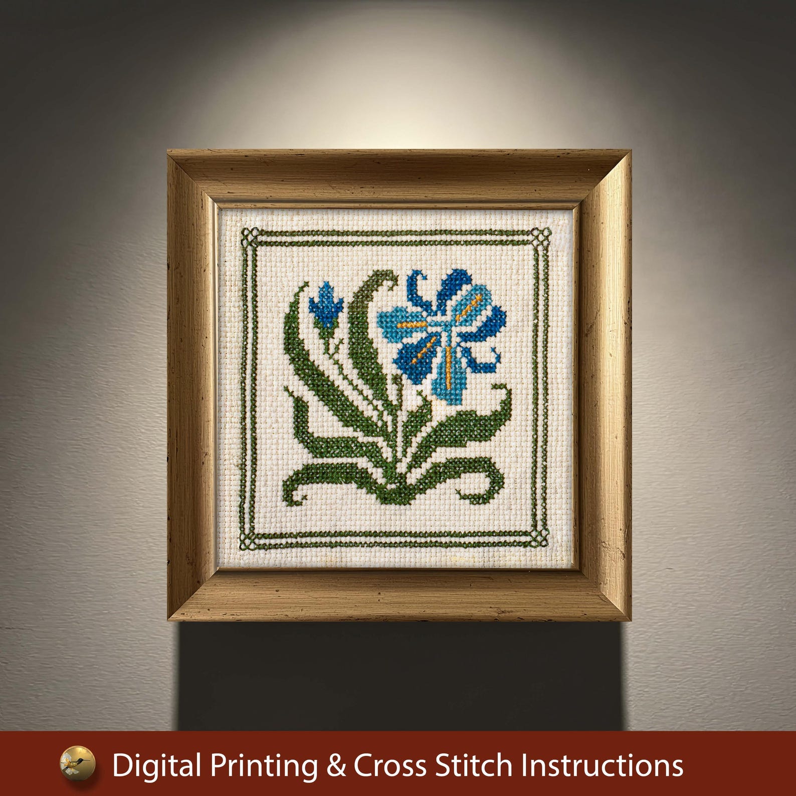 Floral Iris Cross Stitch Pattern | Cross-stitch Pattern | Symbol Chart ...