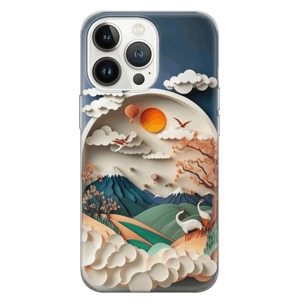 Origami Art Phone Case Origami Work Cover for iPhone 14 13 12 Pro 11 XR ...