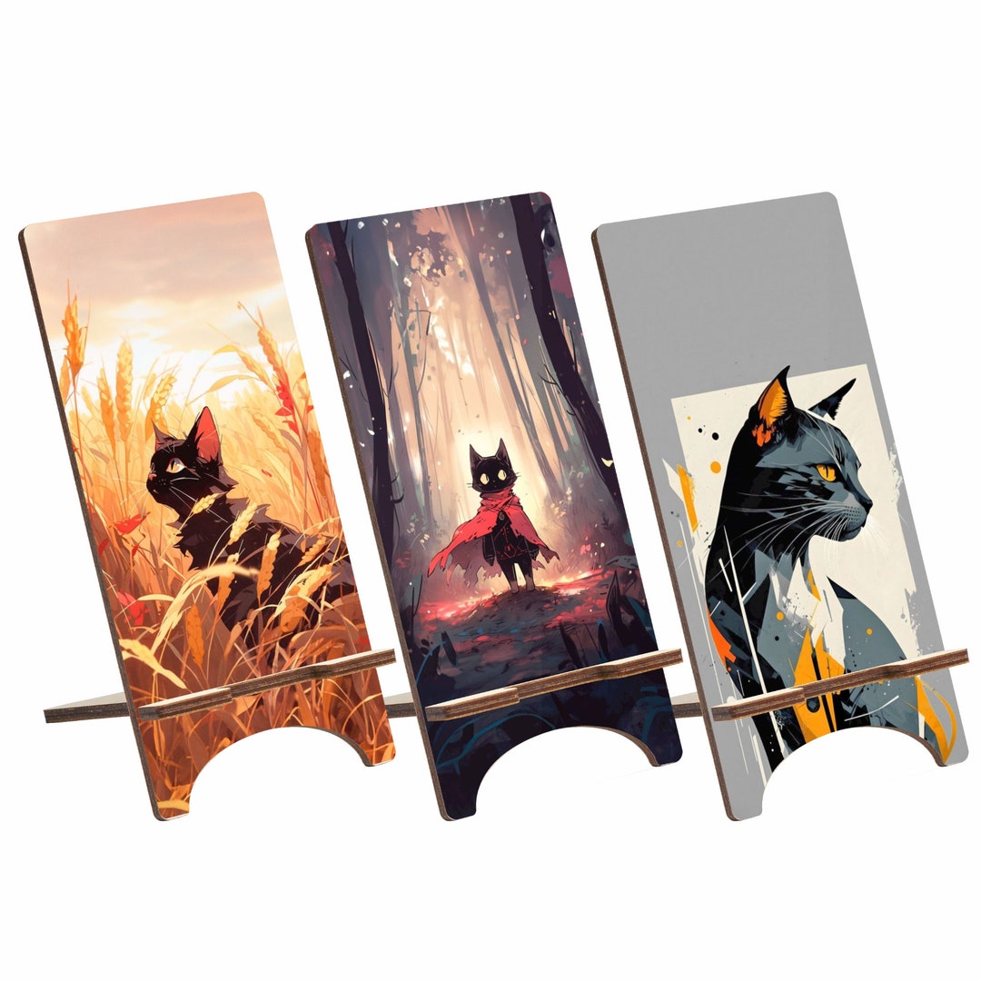 Pop Art Wood Phone Stand, Japanese Style Holder for iPhone 14 13 12 11 ...