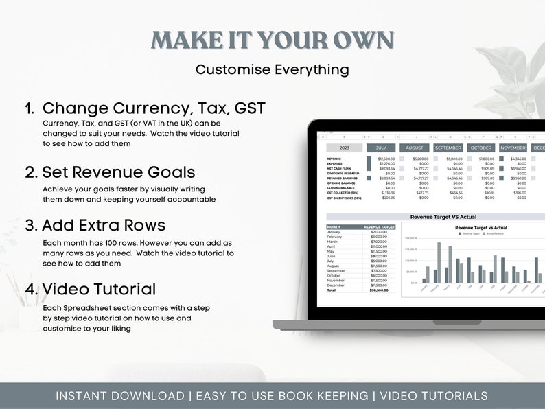 Ultimate Small Business Bookkeeping Financial Tracker: Yearly & Monthly ...
