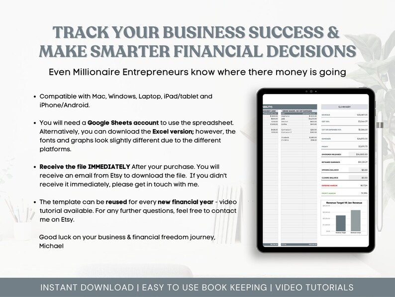 Ultimate Small Business Bookkeeping Financial Tracker: Yearly & Monthly ...