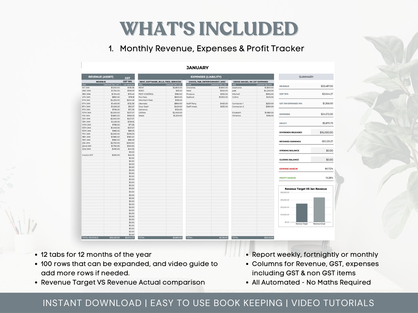 Ultimate Small Business Bookkeeping Financial Tracker: Yearly & Monthly ...
