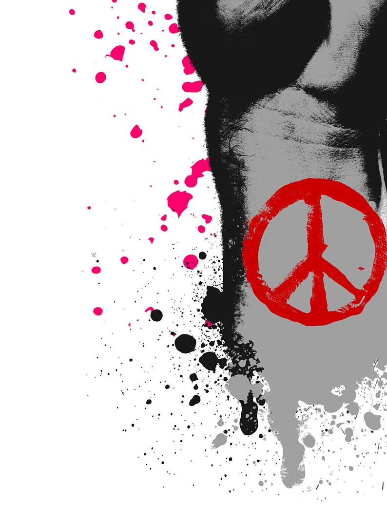 Peace Art Print: CND Tattoo Symbol, Peace Gesture Wall Decor, Peace ...