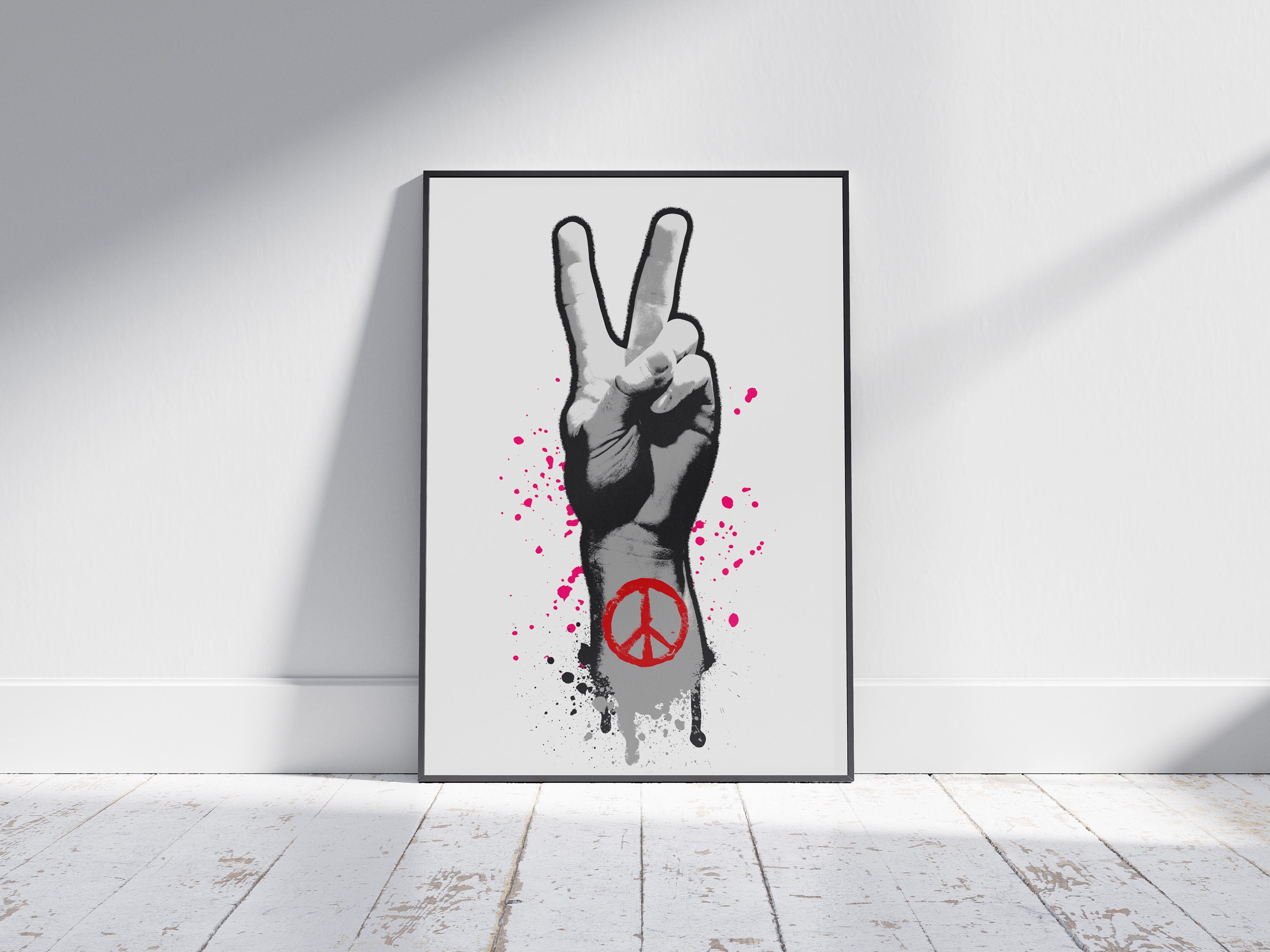 Peace Art Print: CND Tattoo Symbol, Peace Gesture Wall Decor, Peace Sign Poster, Peace Sign ...
